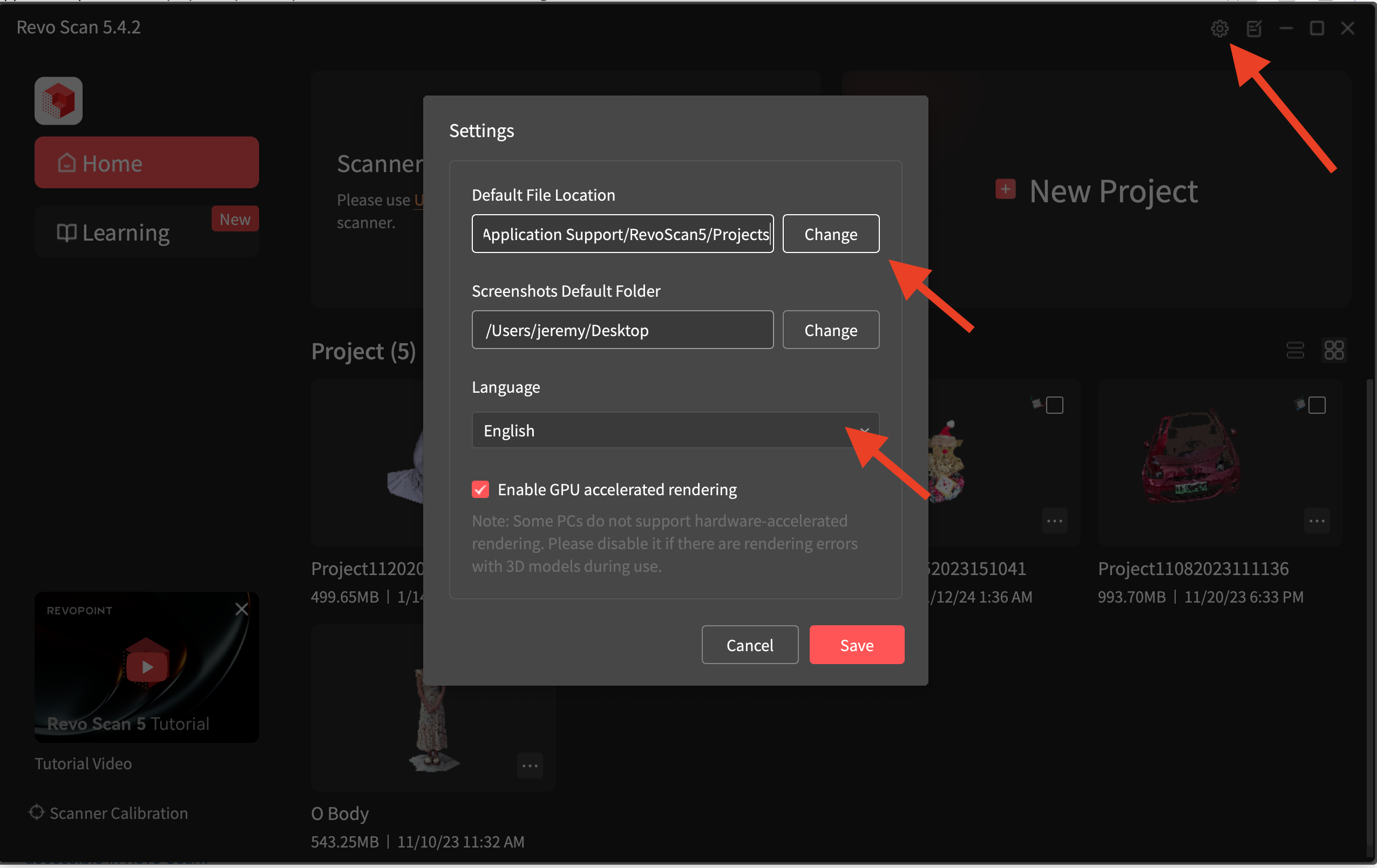 How do I change the file location/language in Revo Scan? – Revopoint 3D Support