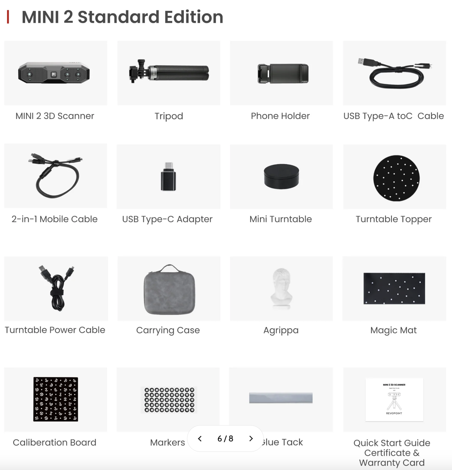 MINI & MINI 2 package list – Revopoint 3D Support