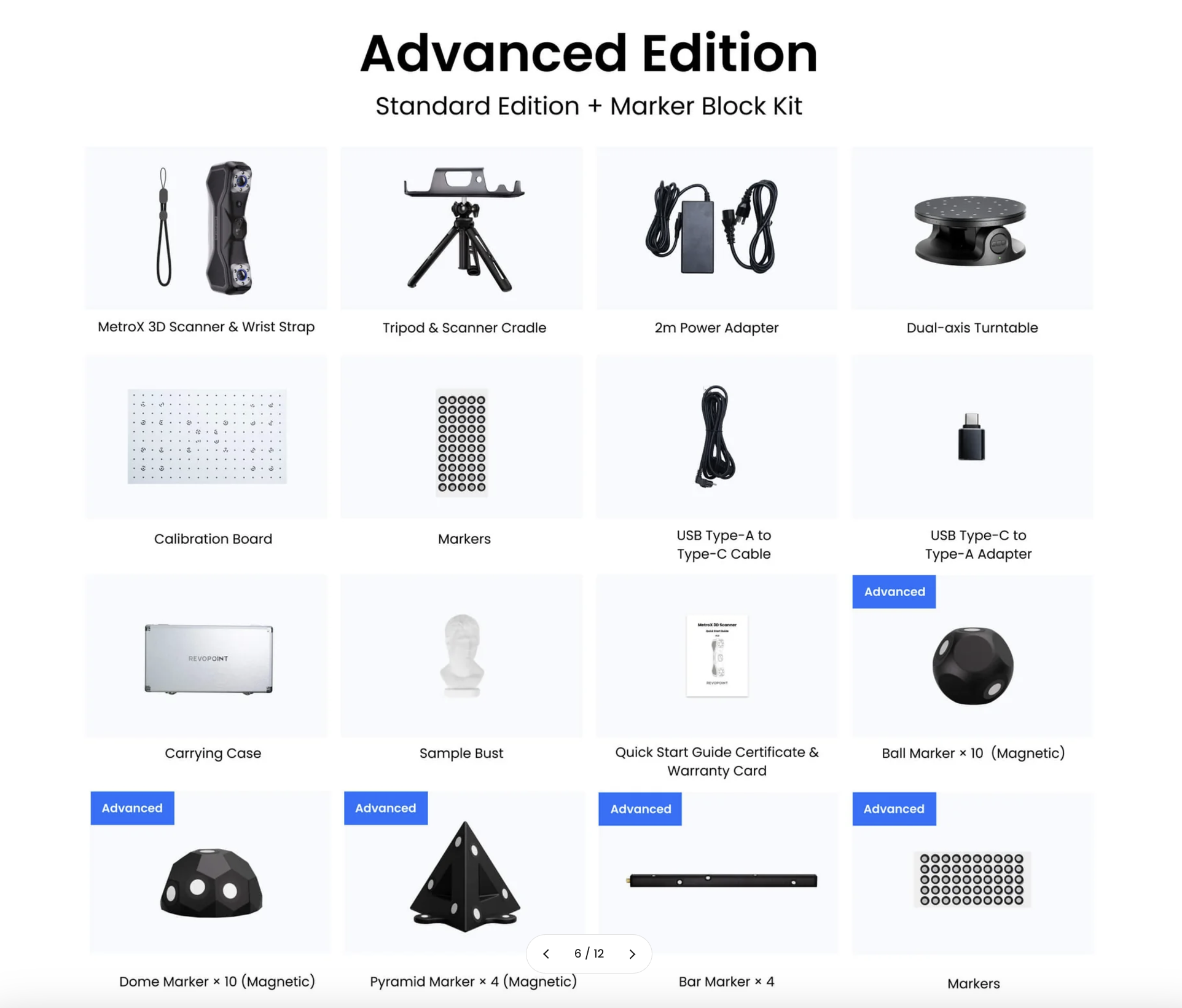 MetroX & Metro Y package list – Revopoint 3D Support