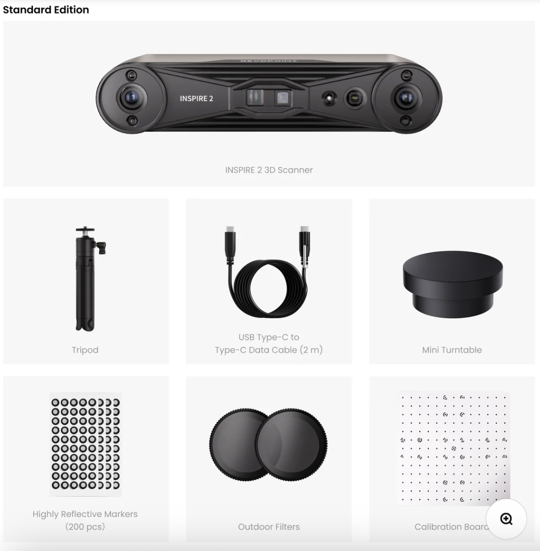 INSPIRE & INSPIRE2 package list – Revopoint 3D Support